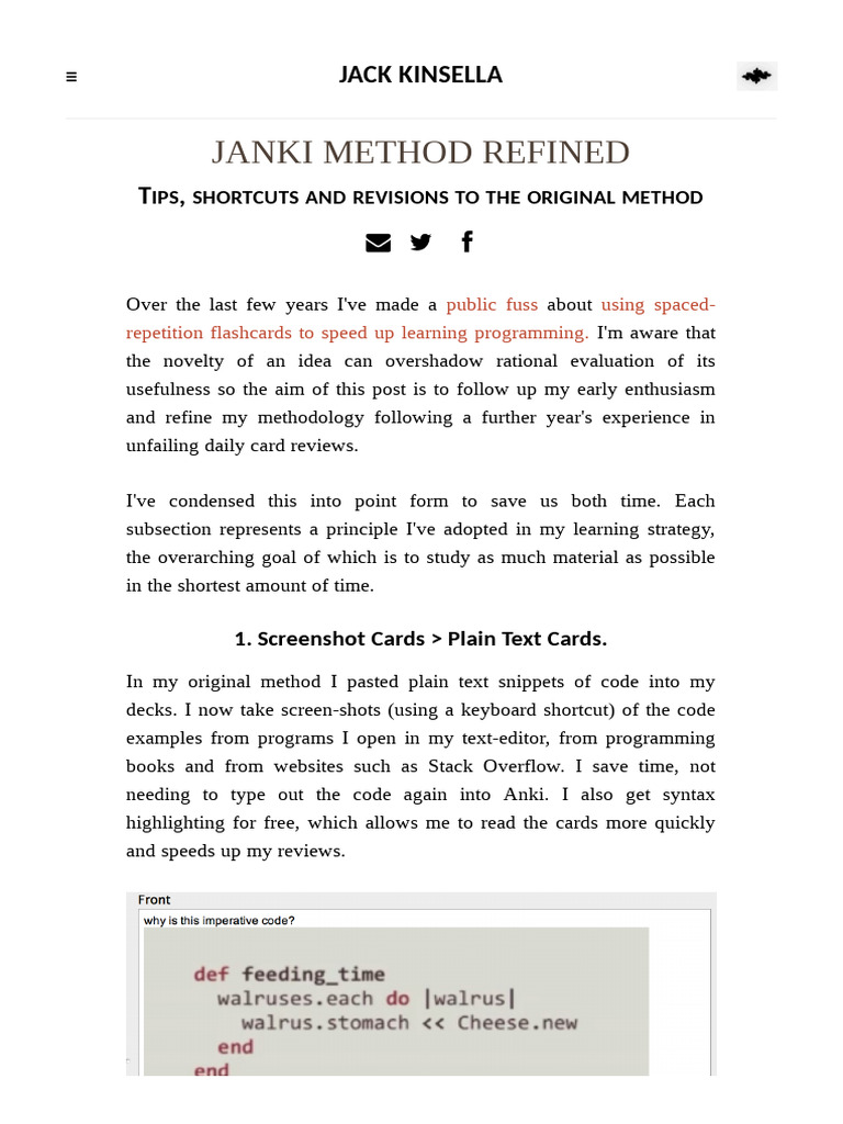 KINSELLA, Jack. Janki Method Refined | PDF | Computer Programming | Ruby (Programming Language)