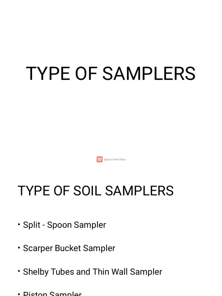 Type of Sampler | PDF | Piston | Drilling