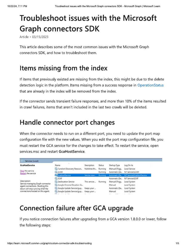 Troubleshoot Issues With The Microsoft Graph Connectors SDK | PDF