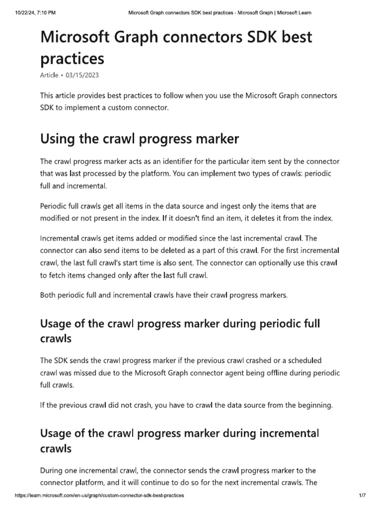 Microsoft Graph Connectors SDK Best Practices | PDF