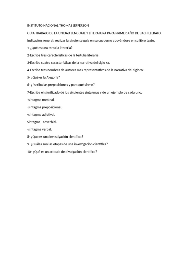 Guia 7 de Primer | PDF | Estudios de idiomas extranjeros | Clásicos