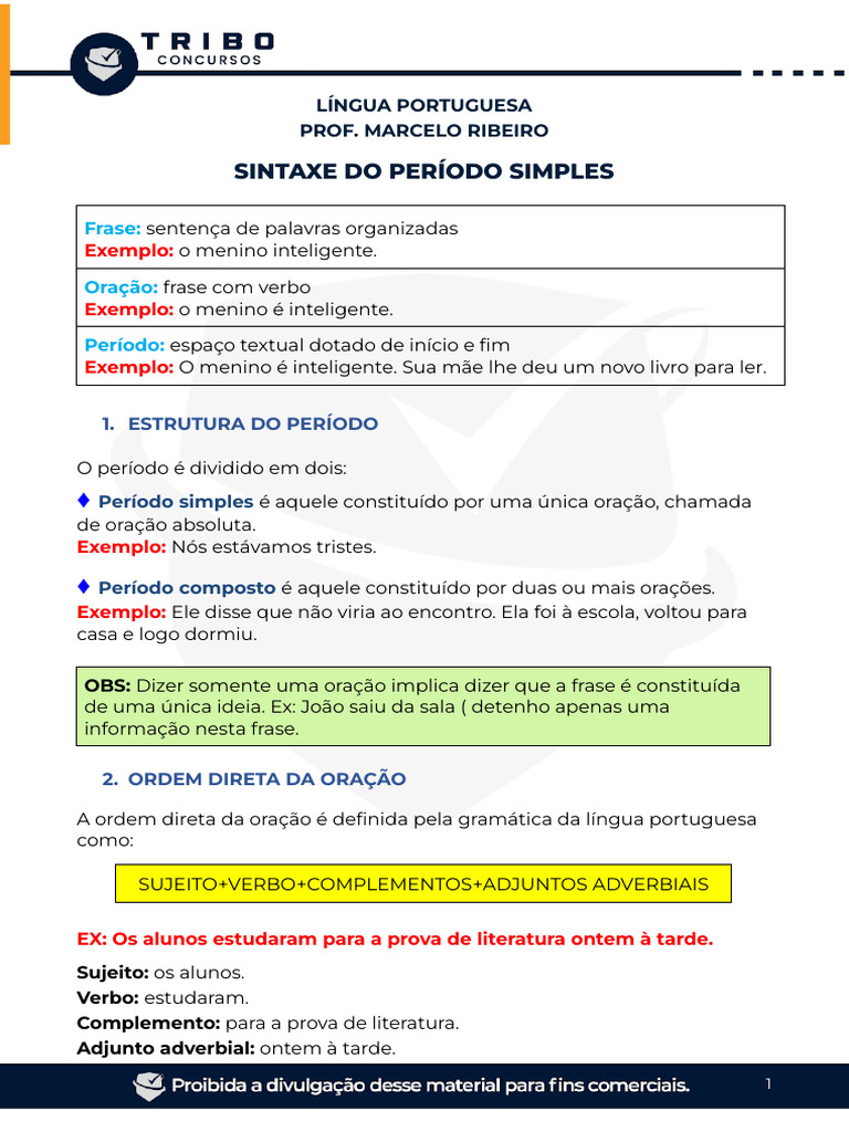 01 INTRODUÇÃO À SINTAXE DO PERÍODO SIMPLES - TIPOS DE SUJEITO - Docx ...