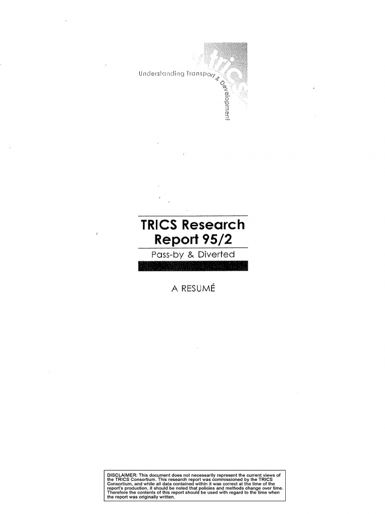 TRICS Report 95-2 Pass-By & Diverted Traffic | PDF