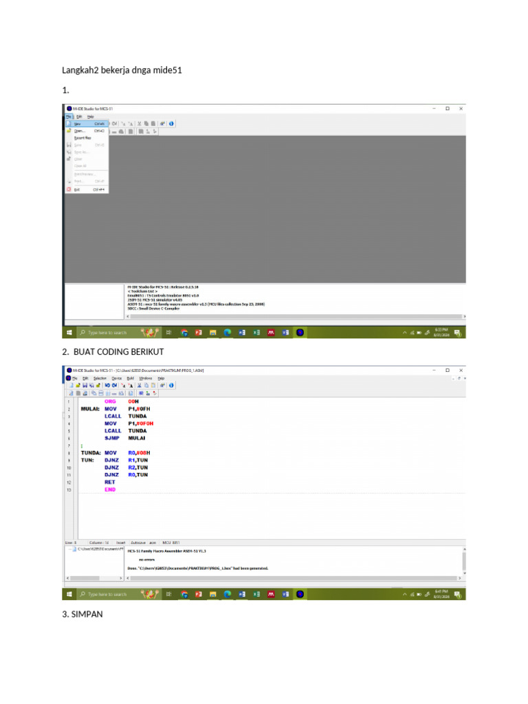 Langkah2 Bekerja Dnga Mide51 Dan Top View Simulator | PDF