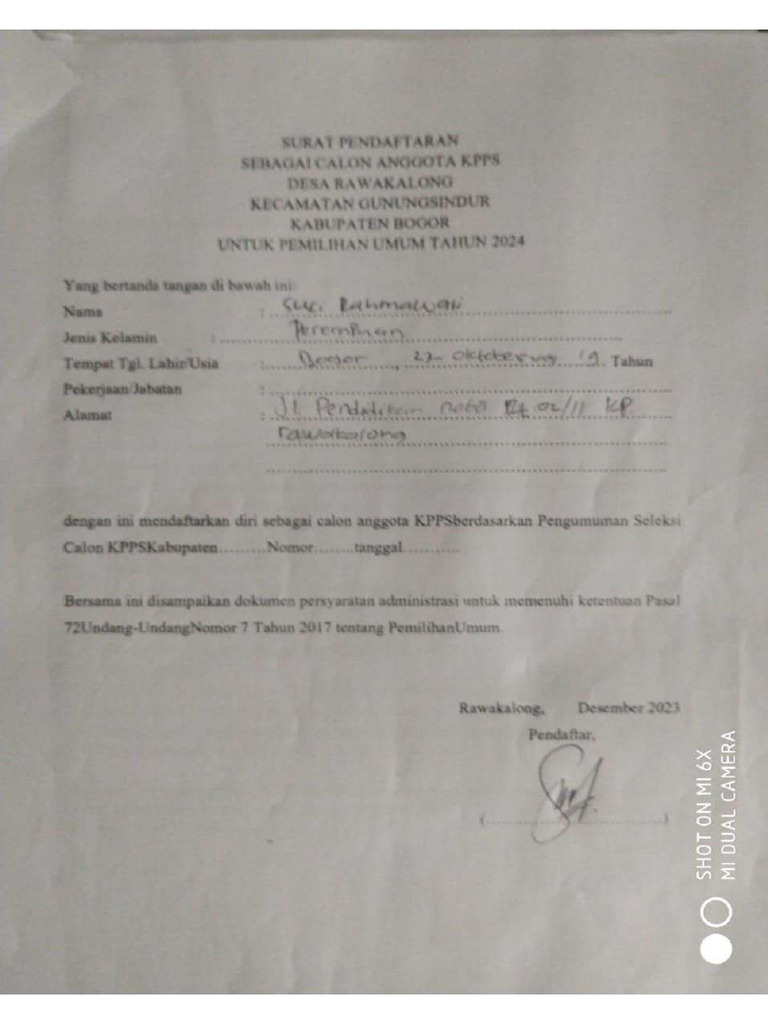 Surat Pendaftaran Suci | PDF