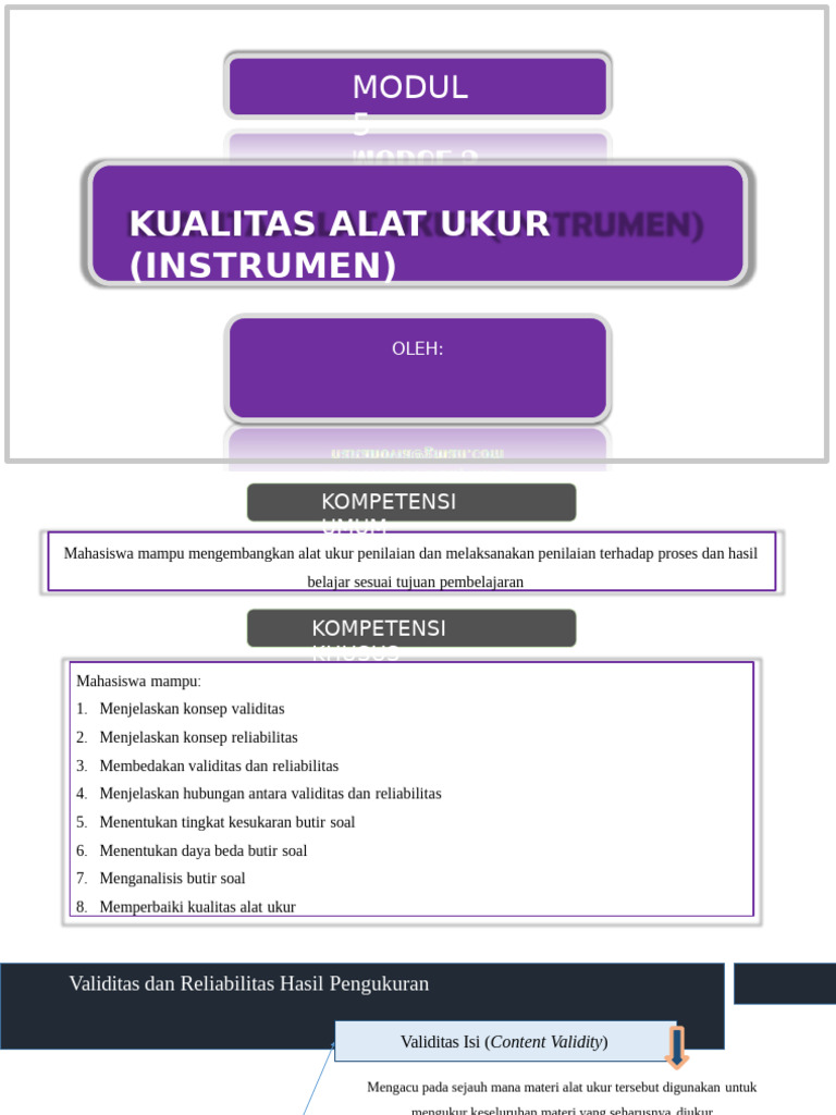 Kelompok Kualitas Alat Ukur Intrumen | PDF