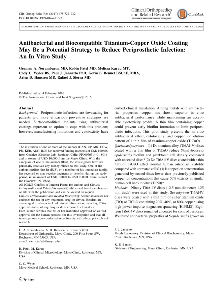 Antibacterial and Biocompatible Titanium-Copper Oxide Coating May Be A ...