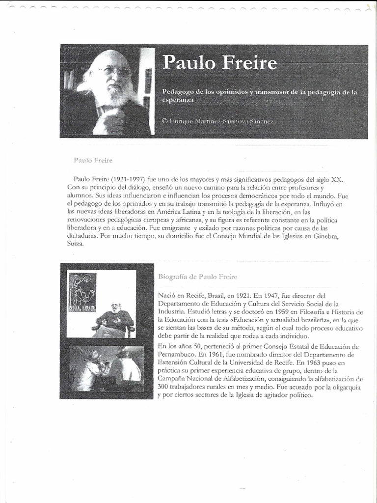 Biografía de Paulo Freire | PDF Biografía de Paulo Freire | PDF