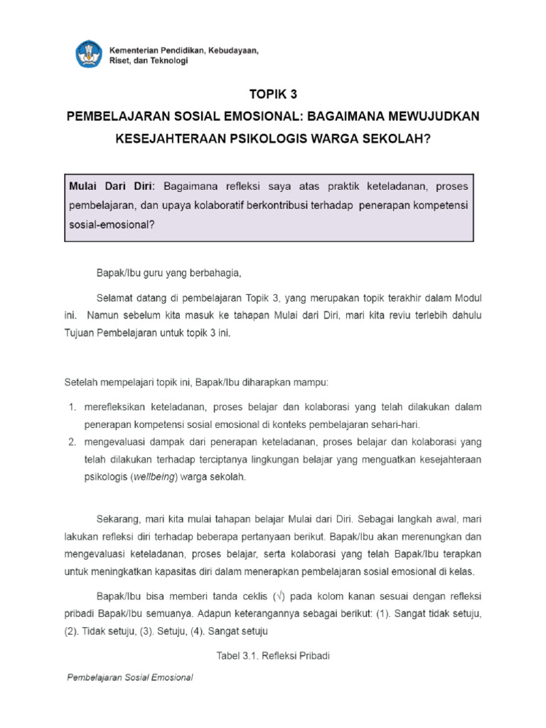 PSE - Topik 3 - Mulai Dari Diri - Docx - PSE - Topik 3 - Mulai Dari Diri | PDF