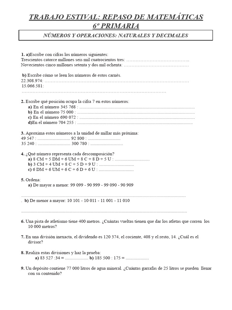 Repaso MAtemáticas 5 | PDF | Matemáticas | Matemática Elemental