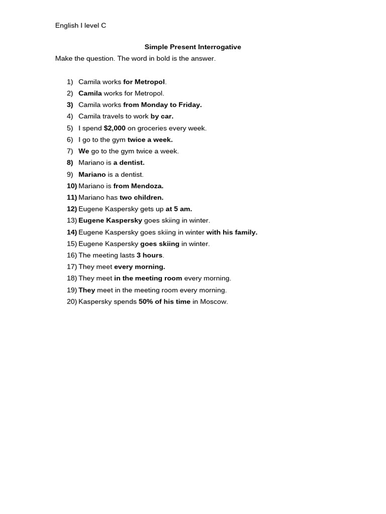 Simple Present Making Questions | PDF