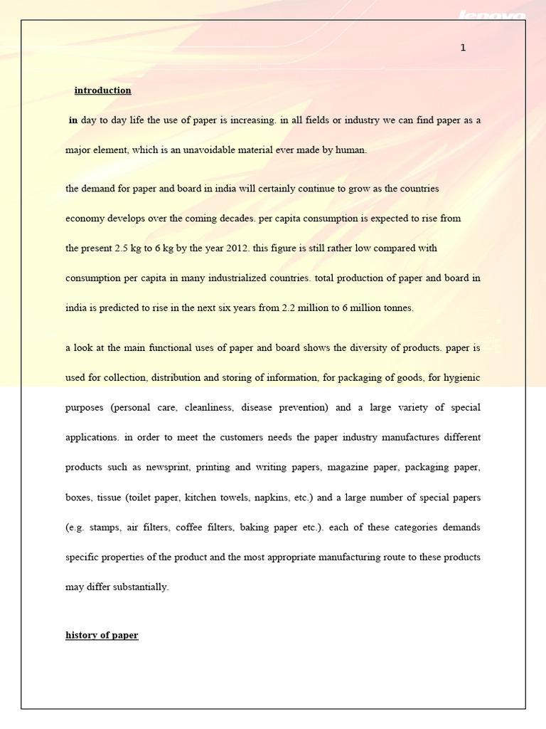 Paper Industry Project Report Full Project | PDF | Pulp (Paper) | Paper