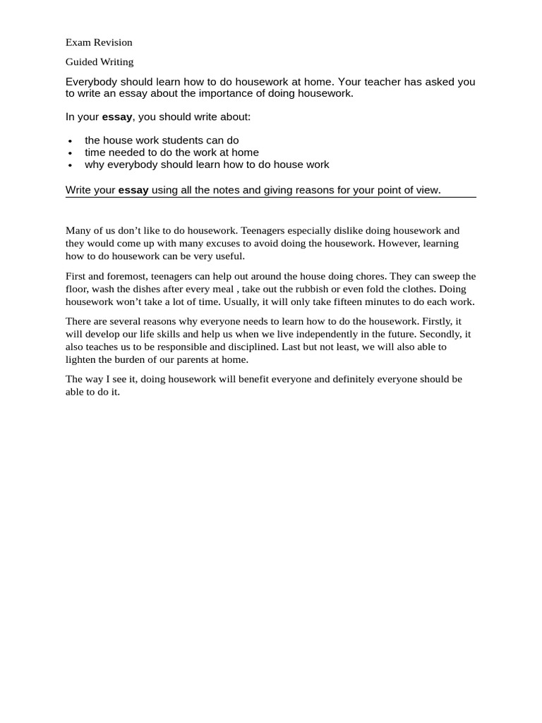 Importance of Housework Skills | PDF