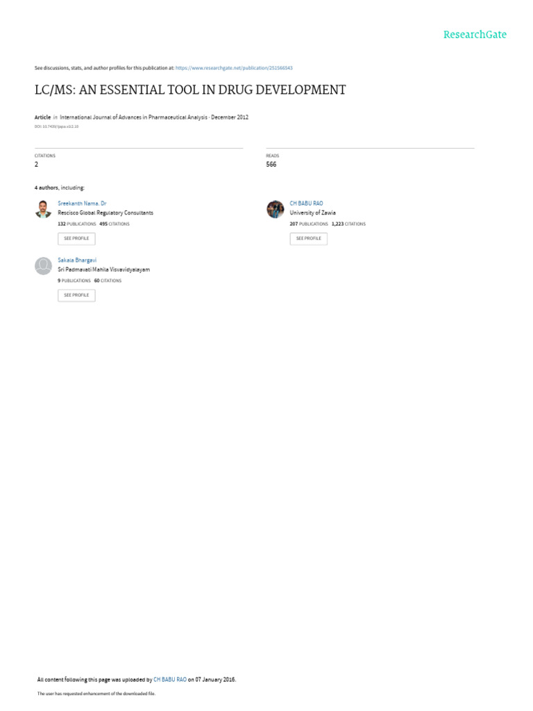 LCMS An Essential Tool in Drug Development | PDF | Mass Spectrometry ...