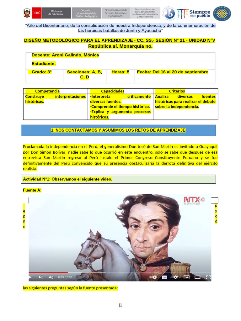 DMpA - #21 CIENCIAS SOCIALES - V UNIDAD | PDF | América del Sur | Comunidad andina