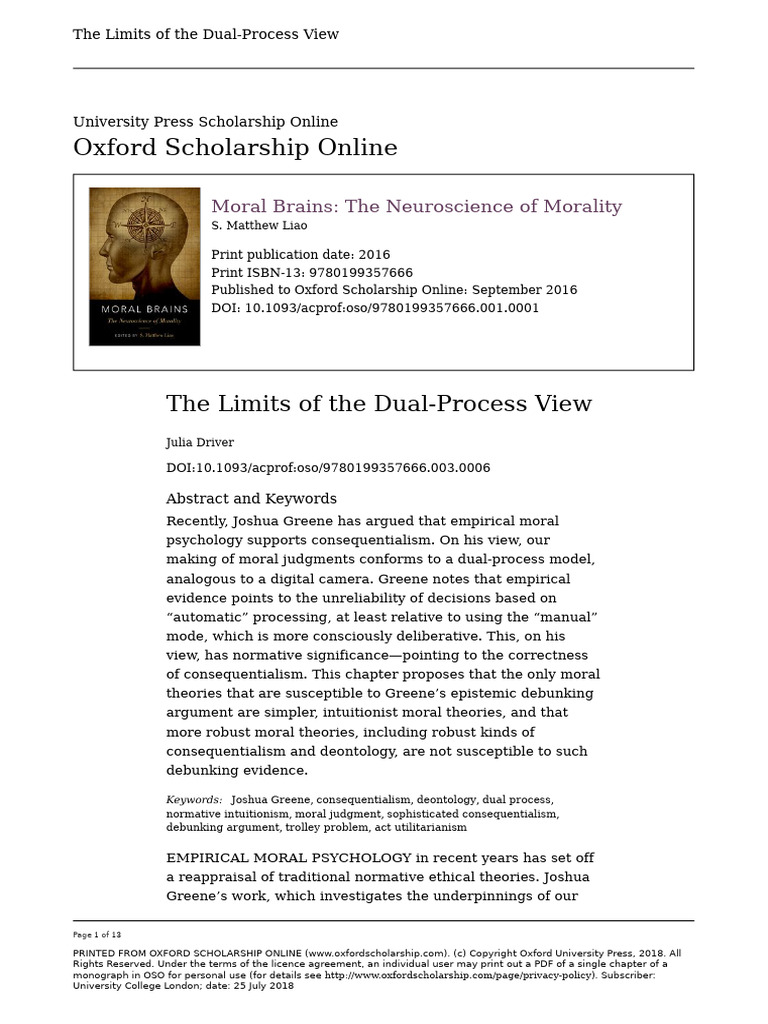 Limits of The Dual-Process View - Oxford Scholarship - Recently, Joshua ...