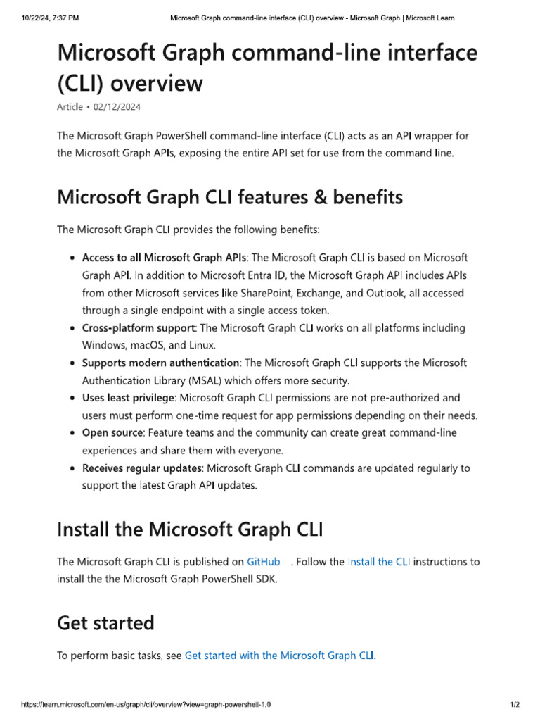 Microsoft Graph command-line interface (CLI) overview | PDF Microsoft Graph command-line interface (CLI) overview | PDF
