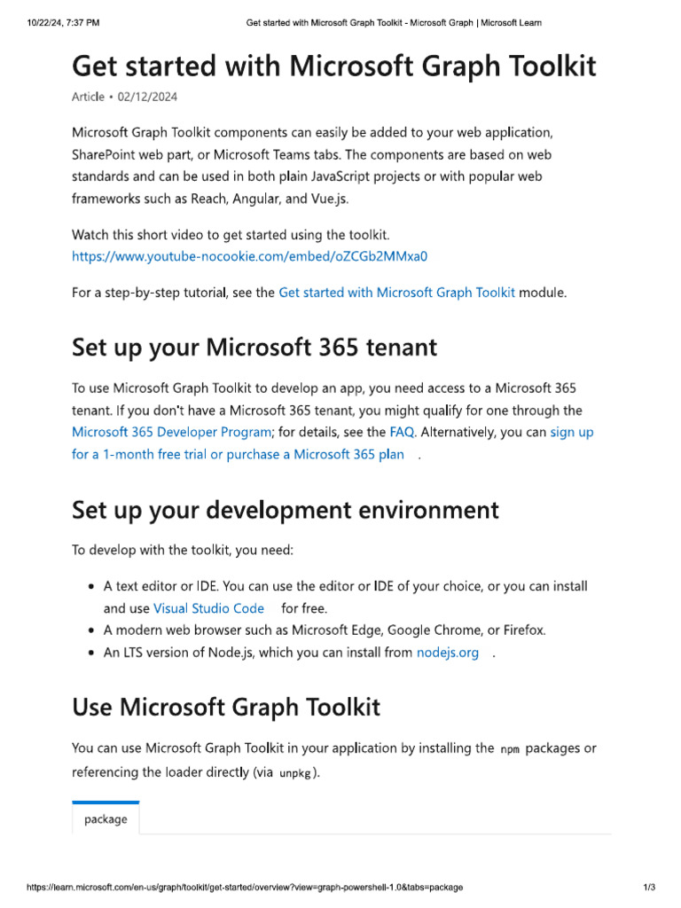 Get Started With Microsoft Graph Toolkit | PDF
