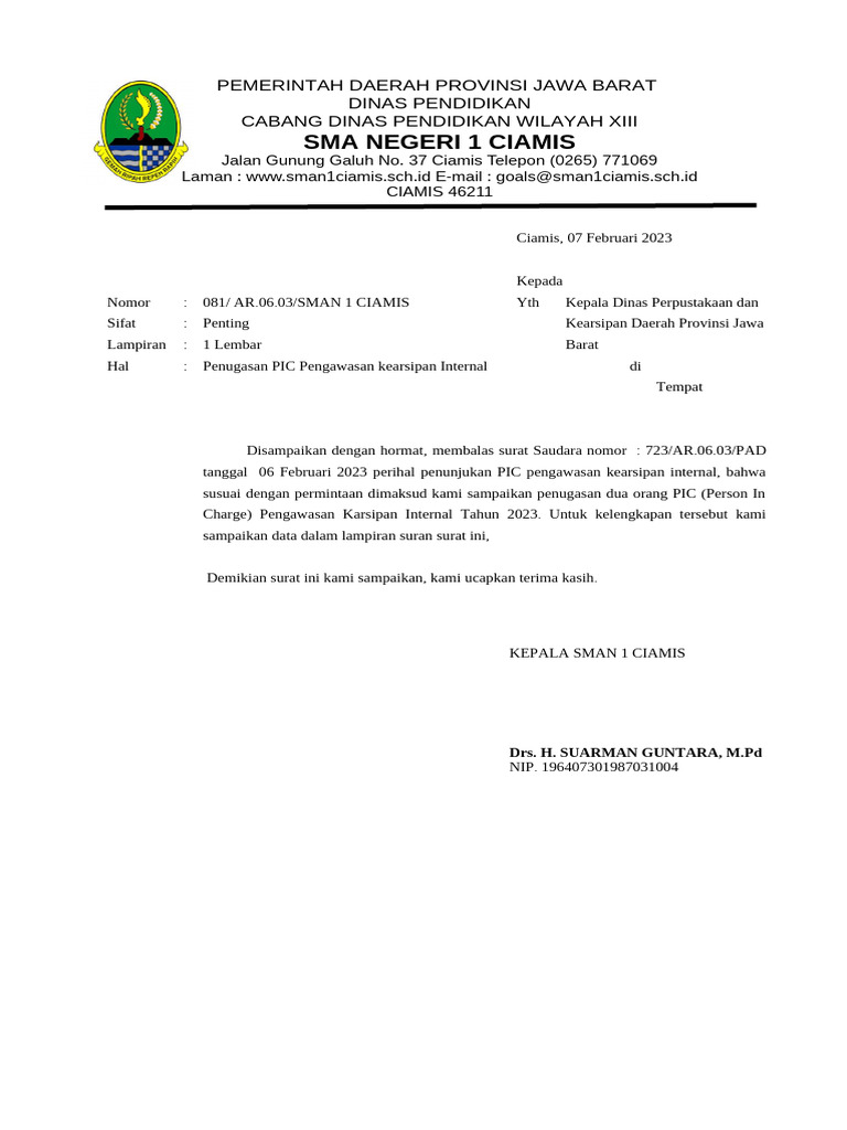 Tugas Surat Balasan | PDF