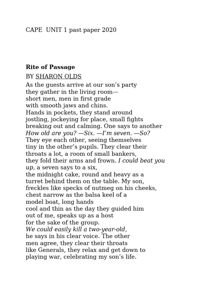 CAPE UNIT 1 Past Paper 2020-A4905 | PDF