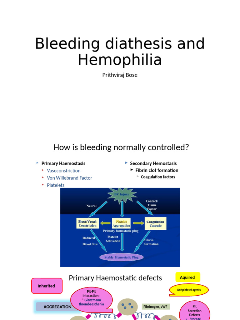 Med - Bleeding diathesis & hemophilia | PDF | Coagulation | Bleeding