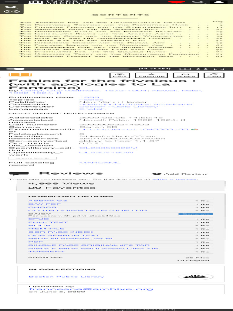 Fables For The Frivolous (With Apologies To La | PDF | Application ...