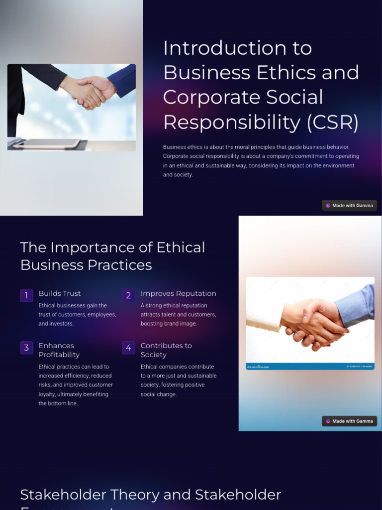 Introduction To Business Ethics and Corporate Social Responsibility CSR ...