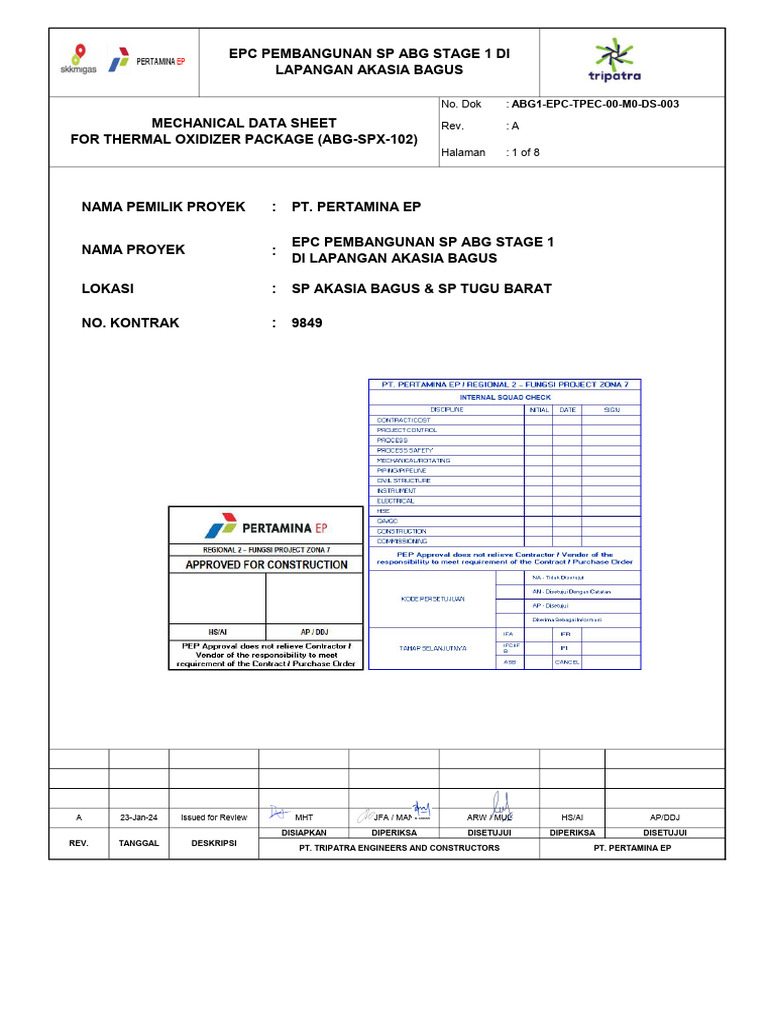 ABG1-EPC-TPEC-00-M0-DS-003 - A - MDS For Thermal Oxidizer Package (ABG-SPX-102) Rev A - Markup ...
