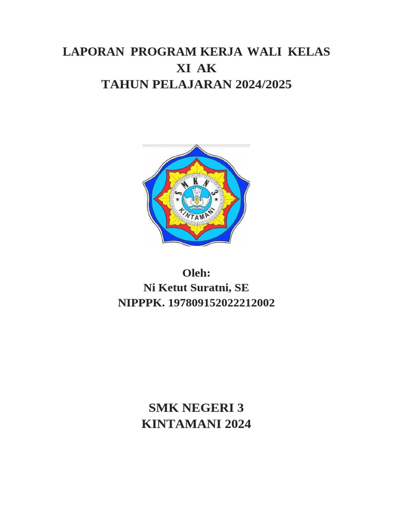Laporan Program Kerja Wali Kelas Xi Ak | PDF