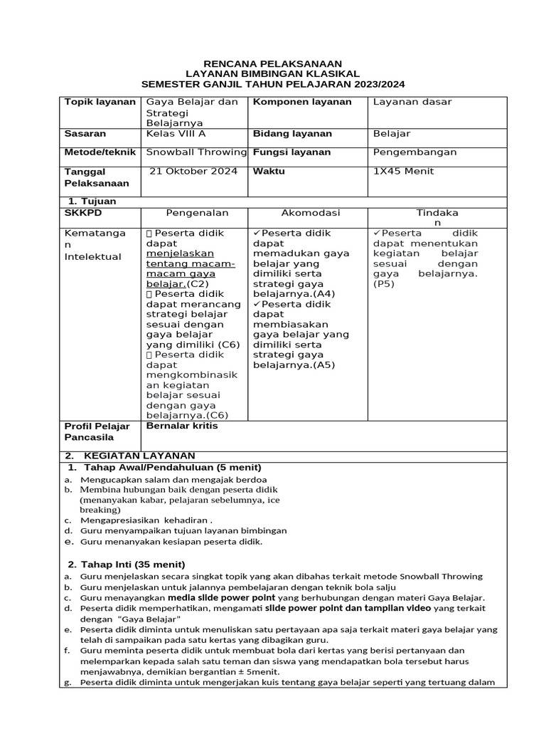 RPL Gaya Belajar-Contoh | PDF