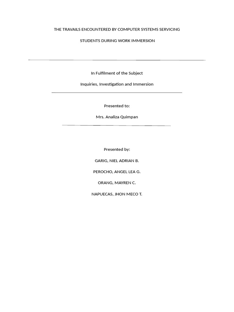 The Travails Encountered by Computer Systems Servicing | PDF | Learning ...