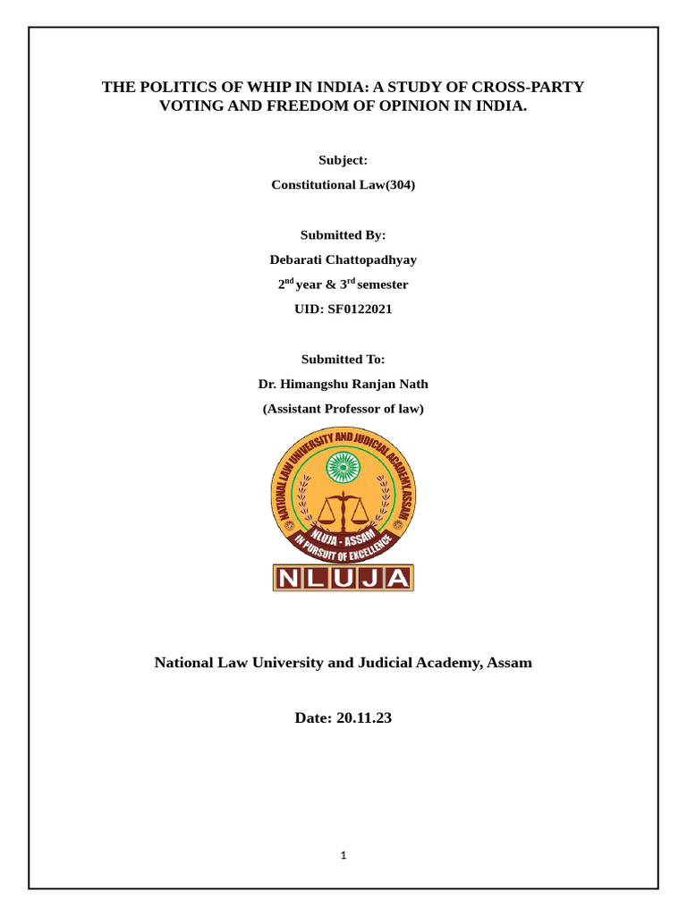 Constitutional Law Project | PDF | Legislature | Freedom Of Speech