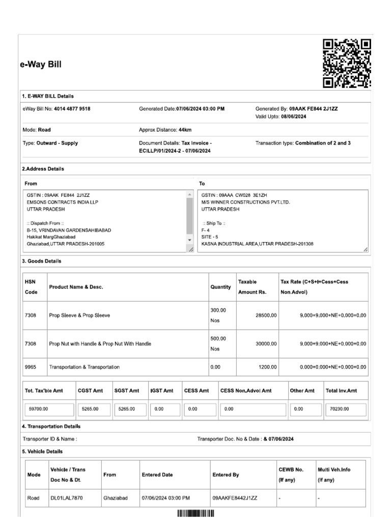 E Way Bill Wcpl Pdf 5599