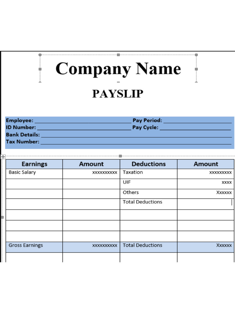 Payslip Template Format in Excel and Word - Microsoft Excel Templates | PDF