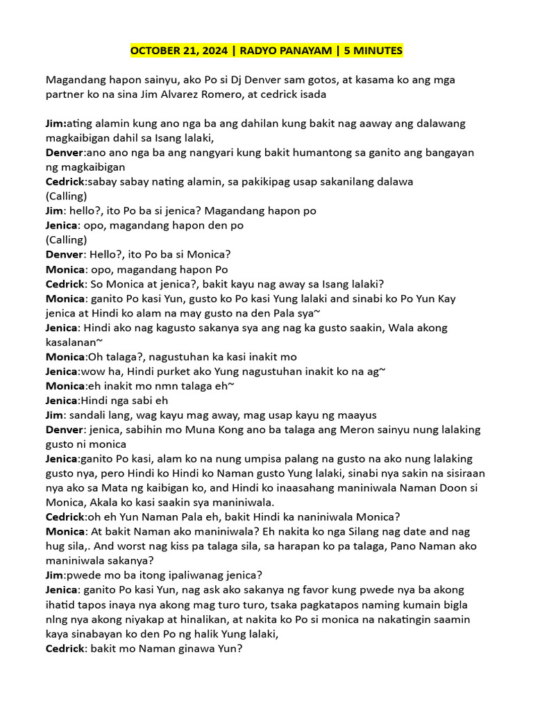 Radyo Panayam Script | PDF