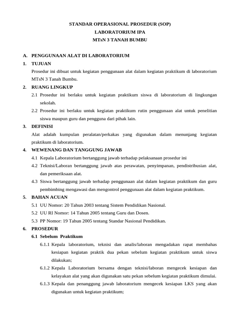 Standar Operasional Prosedur | PDF