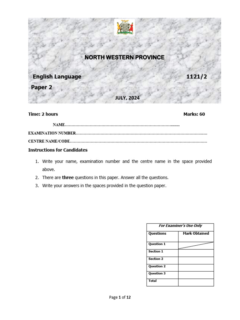 English P 2 Question Paper | PDF | Coconut