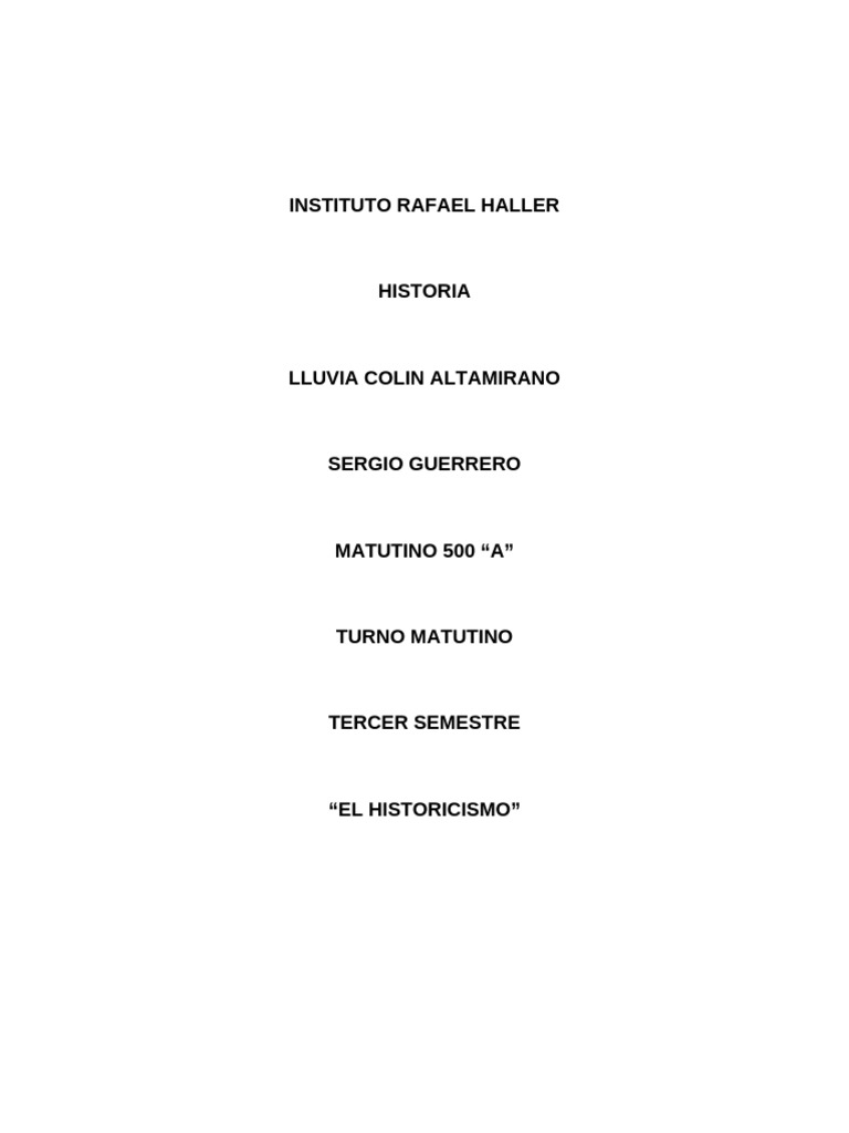 Definición y Aportaciones del Historicismo | PDF | Educación en artes ...