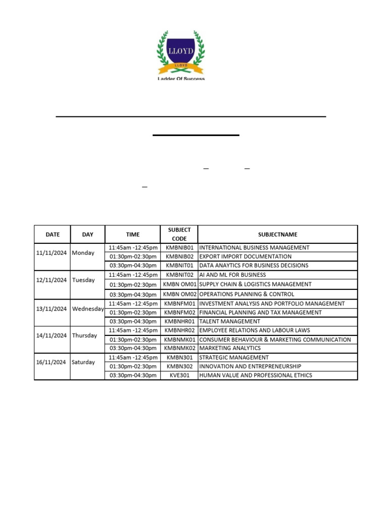 MBA IIIrd SEM INTERNAL EXAM DATE SHEET | PDF | Computers