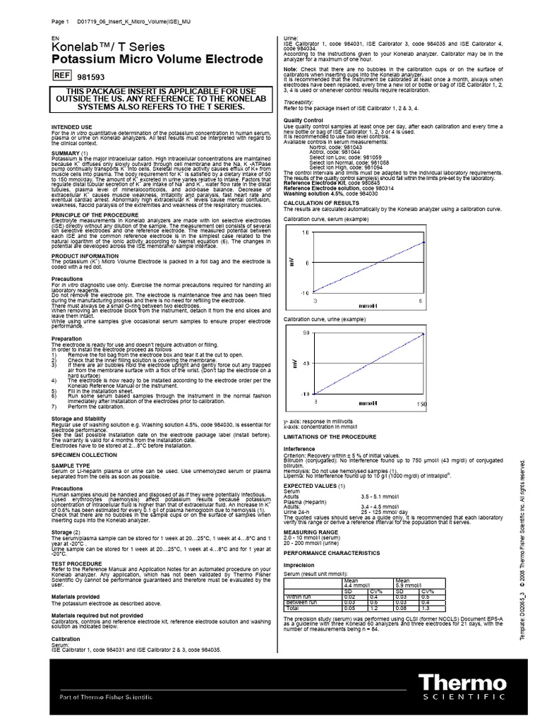 Konelab Potassium | PDF | Potassium | Chemistry