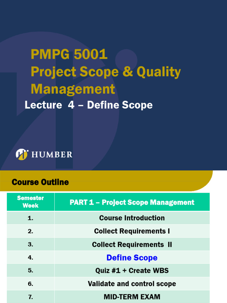 PMPG 5001 Lecture 4 Plan & Define Scope | PDF | Scope (Computer Science ...