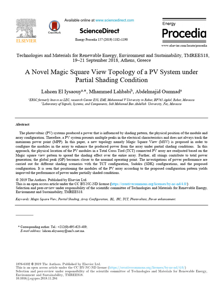 A novel magic square algorithm | PDF | Photovoltaics | Solar Panel