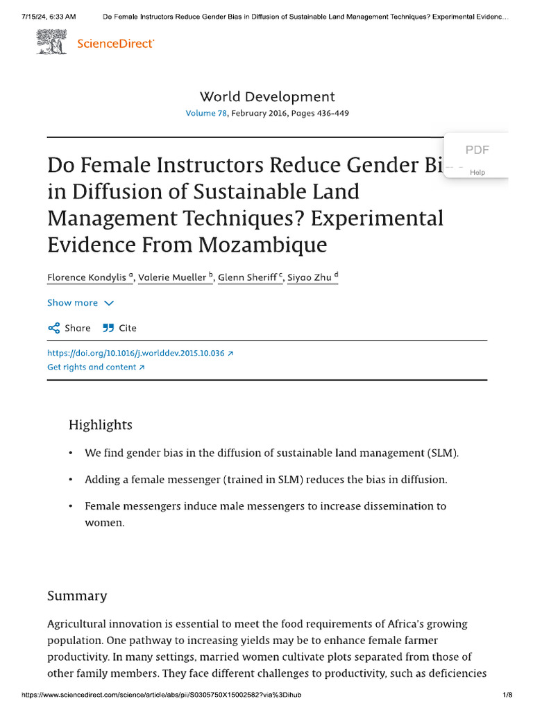 Agricultural Extension 5 (Do Female Instructors Reduce Gender Bias in Diffusion of Sustainable ...