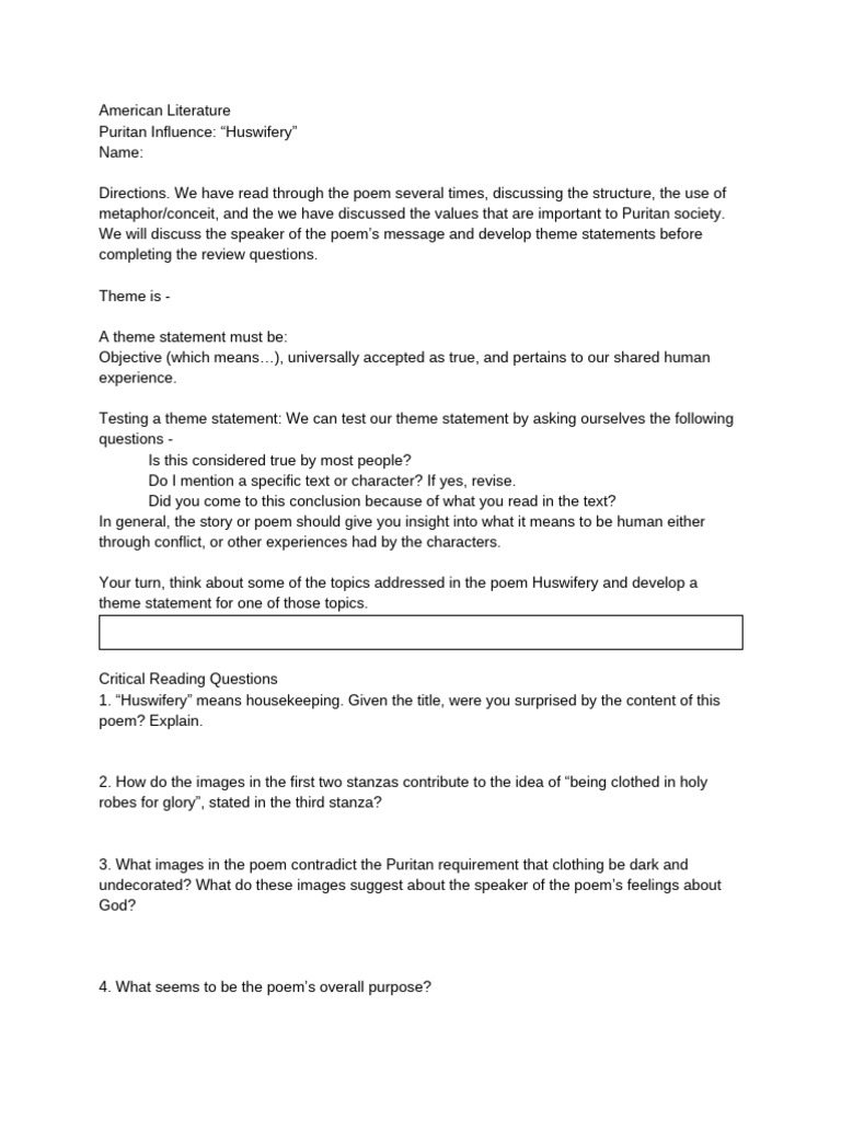 Huswifery Review Questions | PDF | Philosophy