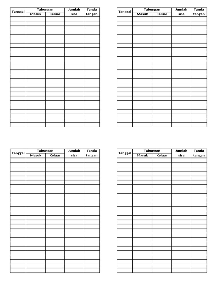 Format Buku Tabungan | PDF | Pengelolaan Keuangan & Uang
