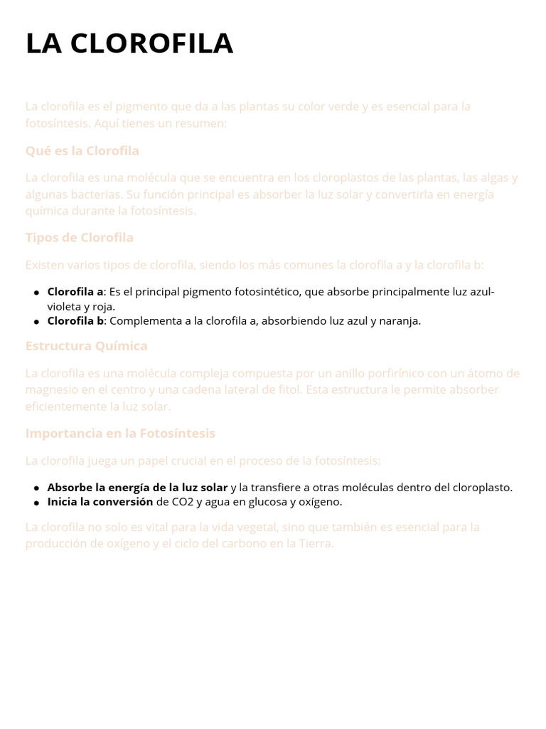 La Clorofila | PDF | Ciencia y matemáticas