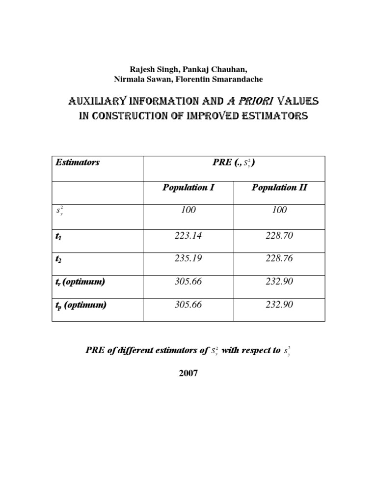 Auxiliary Information and A Priori Values in Construction of Improved ...