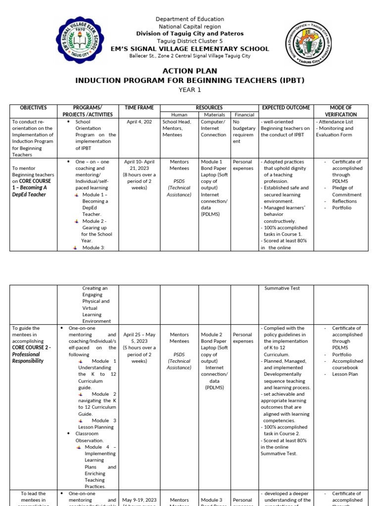 New Teacher Induction Plan | PDF | Mentorship | Teachers