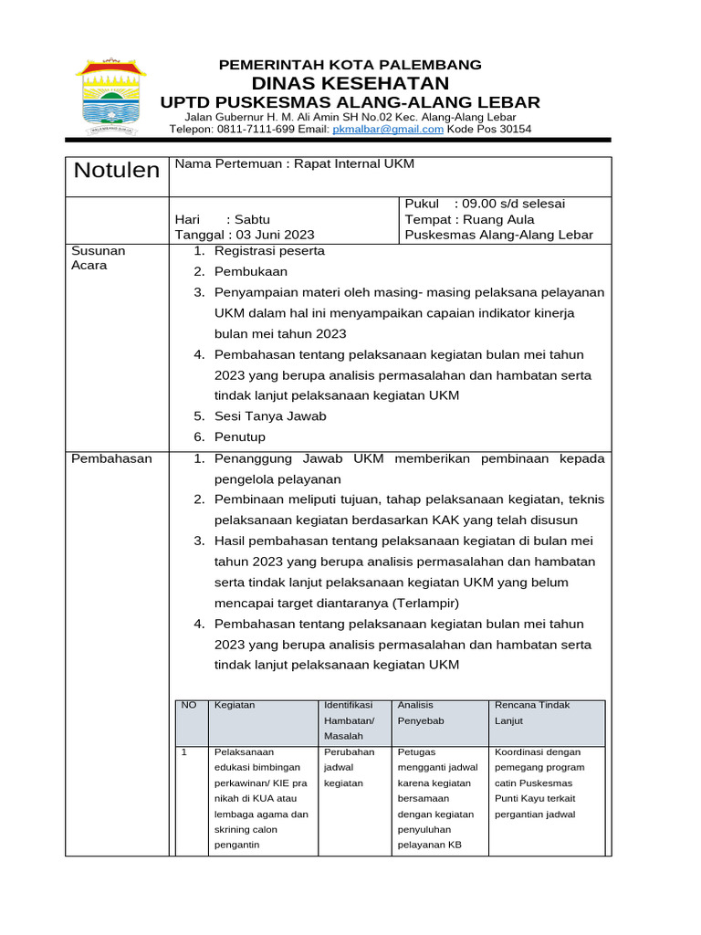 Notulen Rapat Internal Juni Fix | PDF