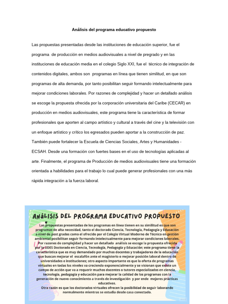 Análisis Del Programa Educativo Propuesto | PDF